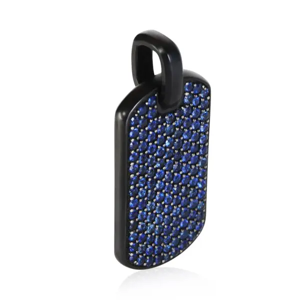 David Yurman Sapphire 35mm Chevron Tag Pendant - Titanium