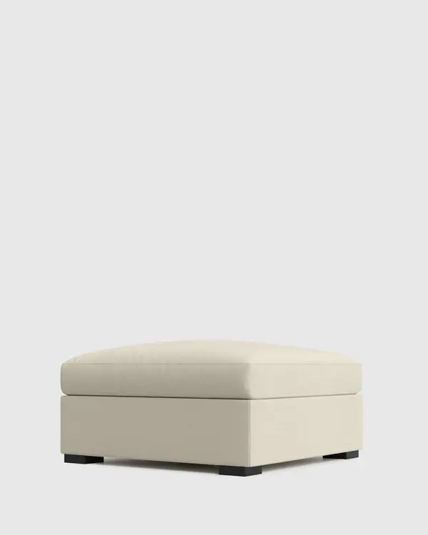 Quince Oasis Ottoman In Performance Linen - Ivory