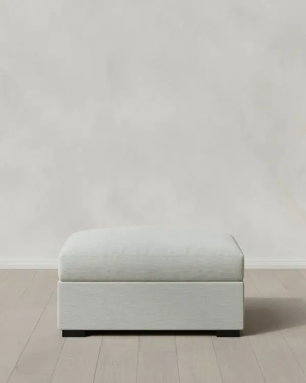 Quince Oasis Ottoman In Performance Linen - Silver