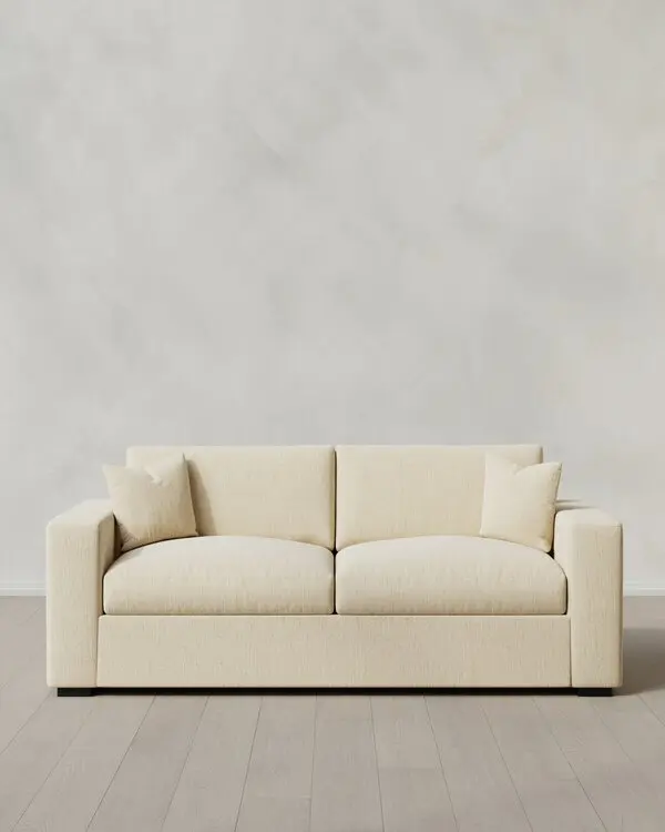 Quince Oasis Sofa In Performance Chenille Linen Blend - Eggshell