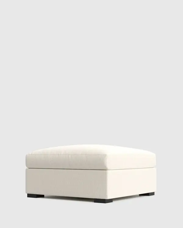 Quince Oasis Ottoman In Performance Chenille-linen Blend - Ink