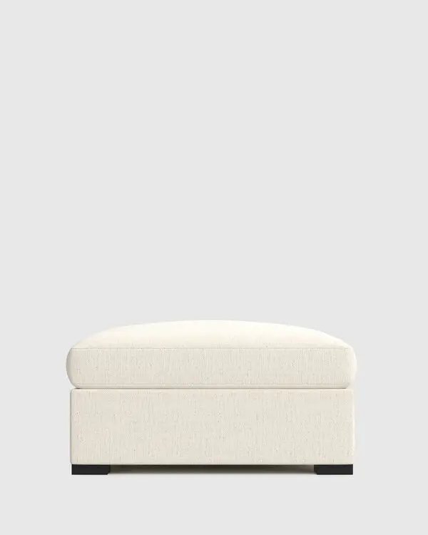Quince Oasis Ottoman In Performance Chenille-linen Blend - Ink