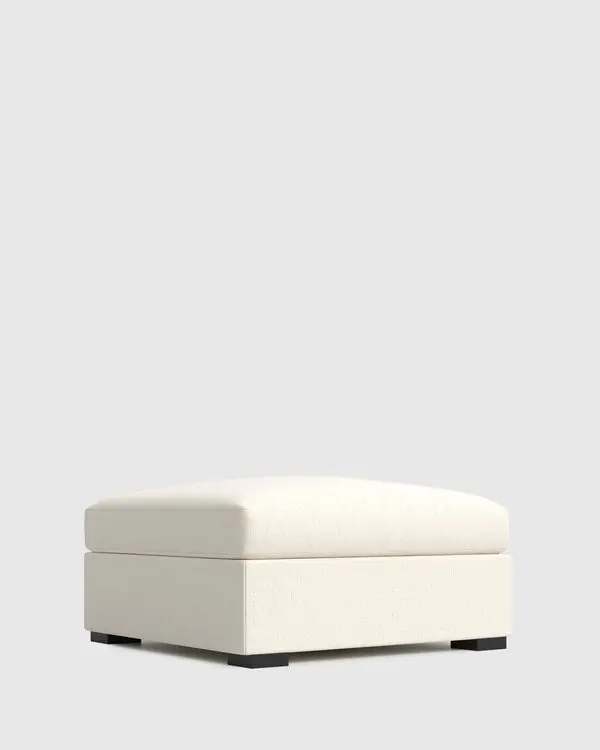 Quince Oasis Ottoman In Performance Chenille-linen Blend - Ink