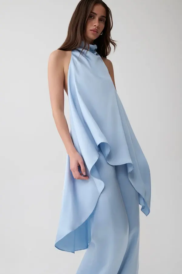 Meshki Sydney Asymmetrical Satin Halter Top