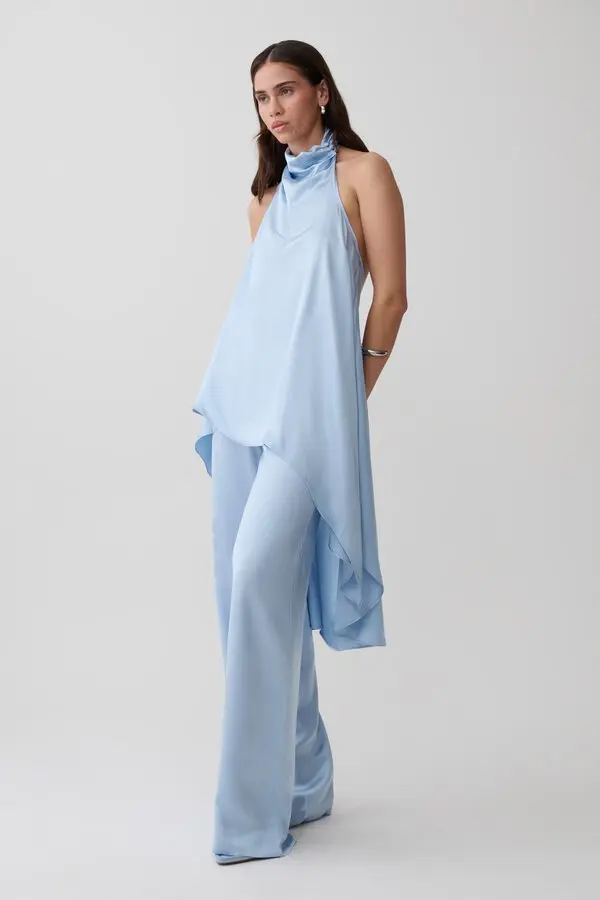 Meshki Sydney Asymmetrical Satin Halter Top