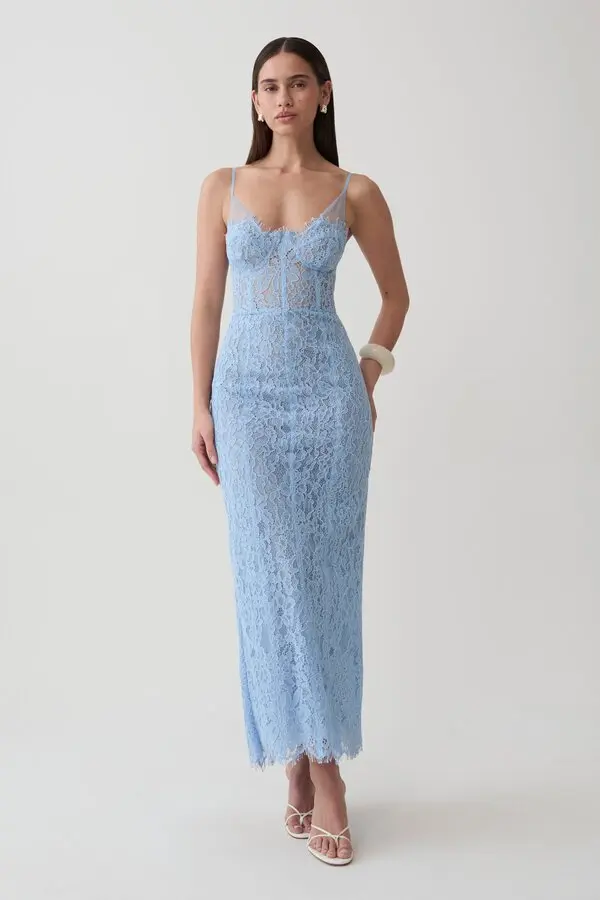 Meshki Ottilie Lace And Mesh Midi Dress