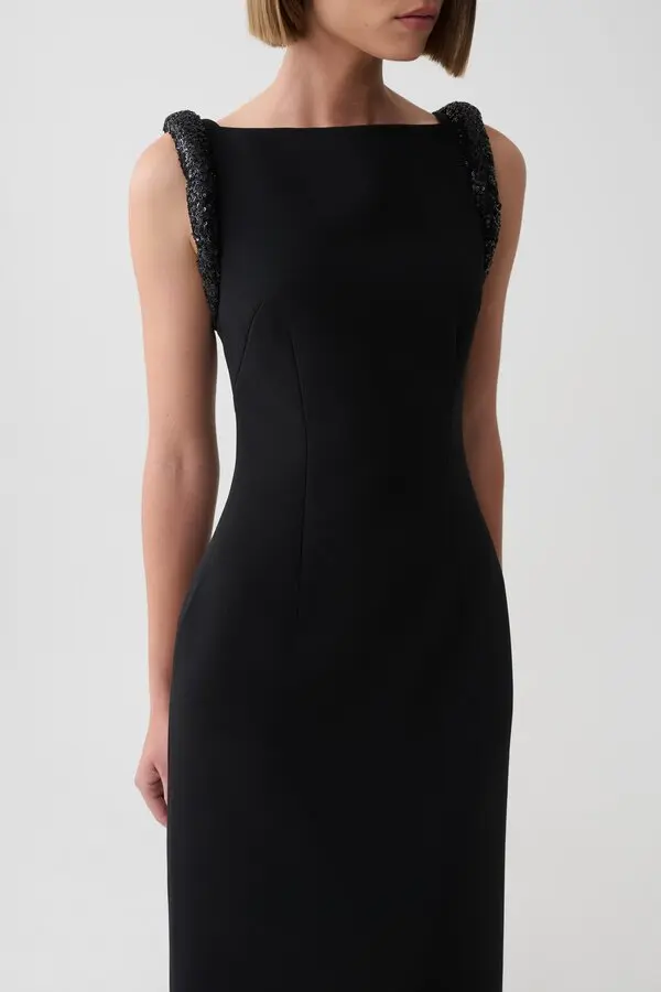 Meshki Elsie Crepe Maxi Dress With Beaded Straps