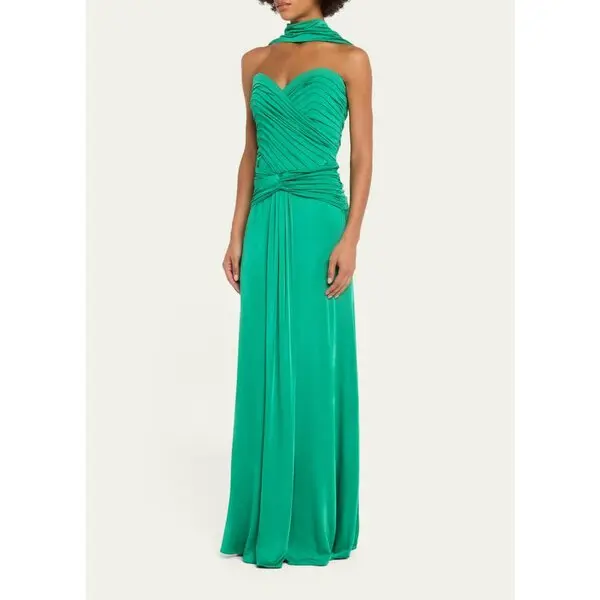 THE NEW ARRIVALS ILKYAZ OZEL Amanda Sculpted Jersey Column Gown
