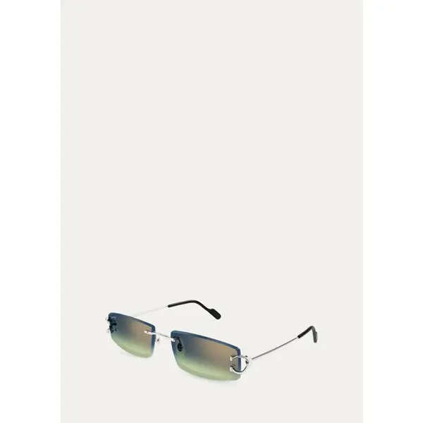 Cartier Rimless Metal And Nylon Rectangle Sunglasses