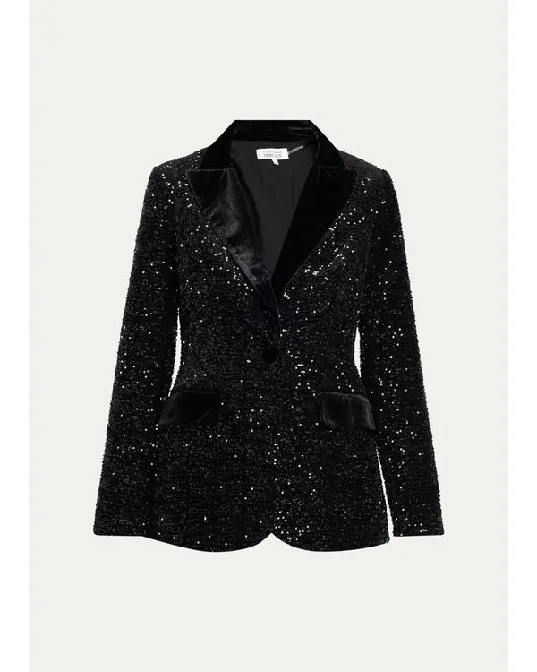 Rickie Freeman For Teri Jon Satin-trim Sequin Blazer