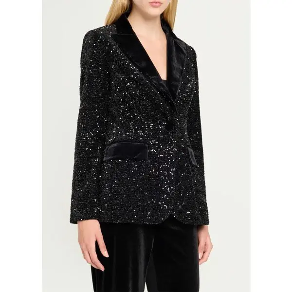 Rickie Freeman For Teri Jon Satin-trim Sequin Blazer