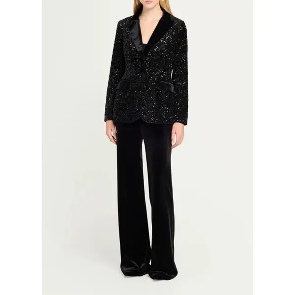 Rickie Freeman For Teri Jon Satin-trim Sequin Blazer