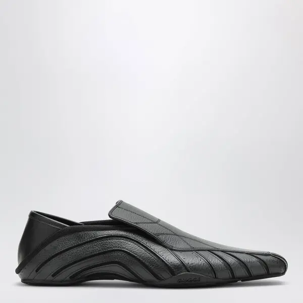 Gucci Miami Mini Slip-on Leather Sneakers With Web Stripe Detail - Black