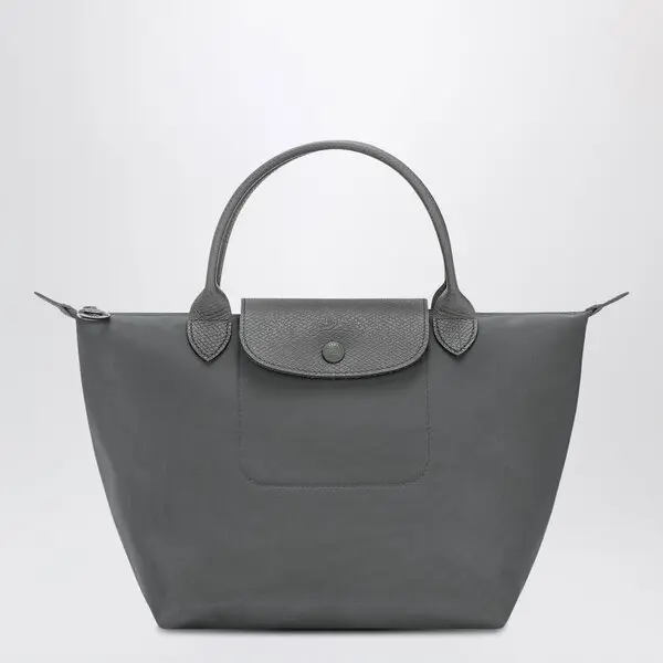 Longchamp Anthracite Mini Bag With Zip, Flap & Leather Details - Grey