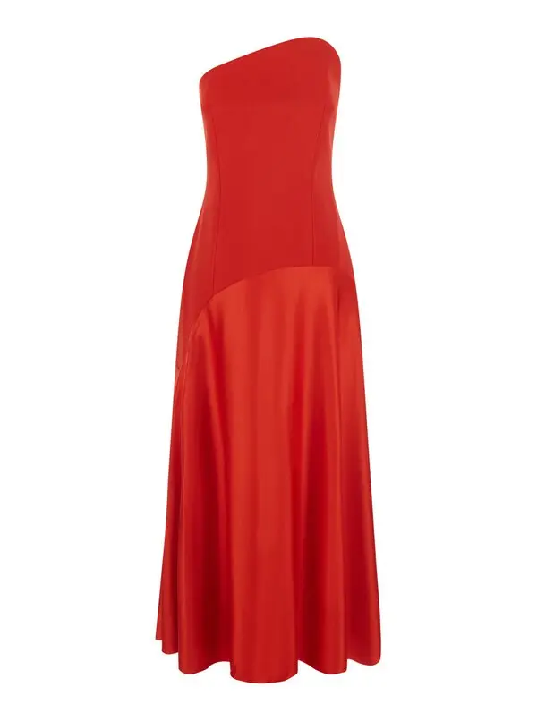 Solace London Edison Midi Dress With Essential Line Detail - Red