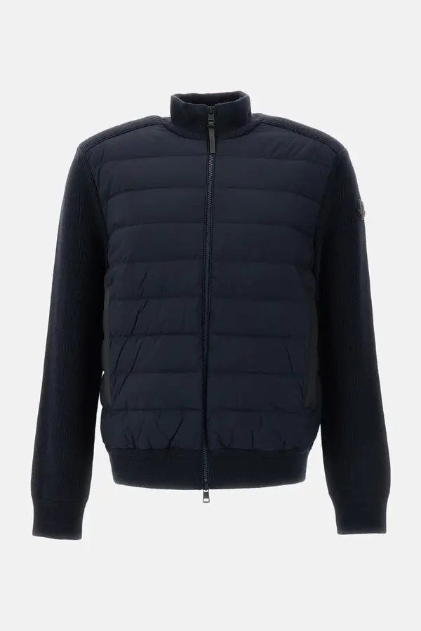 Moncler Cardigan Imbottito In Lana Con Zip