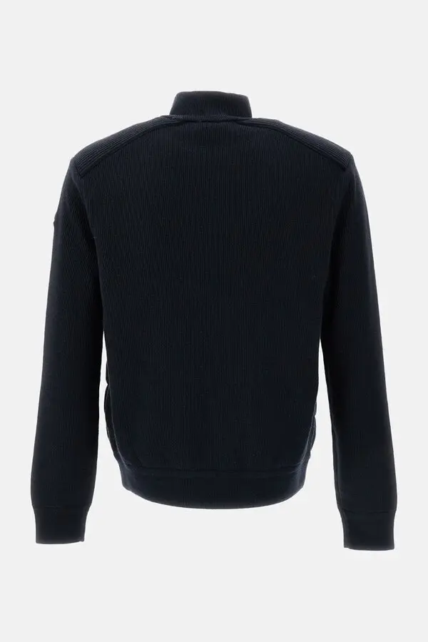 Moncler Cardigan Imbottito In Lana Con Zip