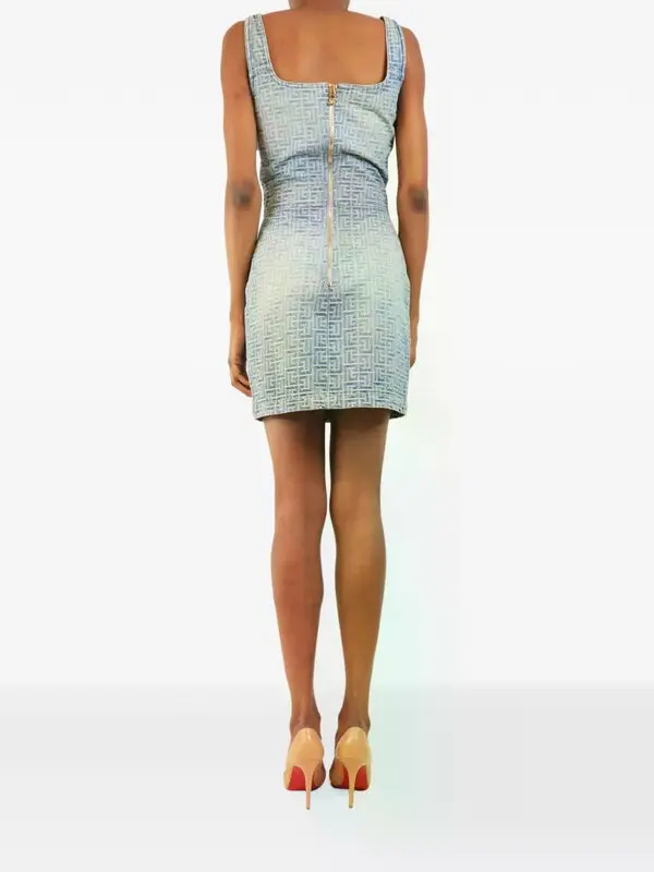 Balmain Monogram-pattern Button-up Mini Dress