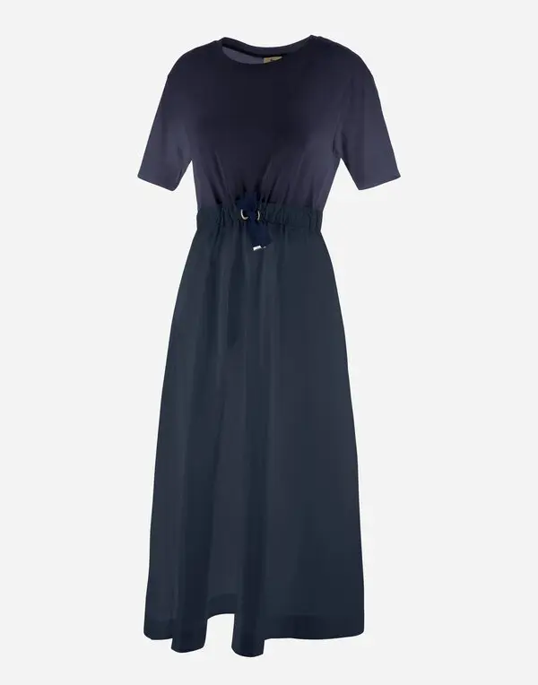 Herno Dress In Glam Knit Effect And Techno Taffeta
