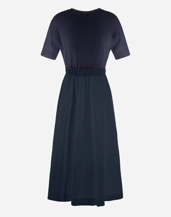 Herno Dress In Glam Knit Effect And Techno Taffeta
