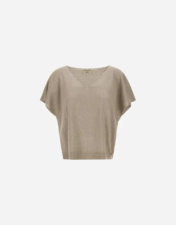 Herno Sweater In Ribbed Shiny Viscose - Chantilly
