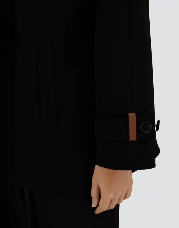 Herno Peacoat In Dense Cotton Stretch