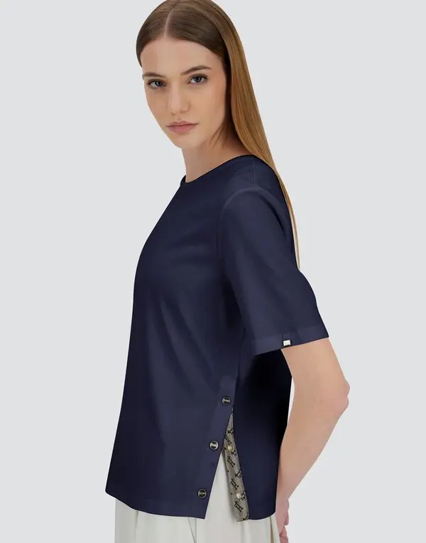 Herno T-shirt In Ever Cotton Interlock And Monogram Lurex