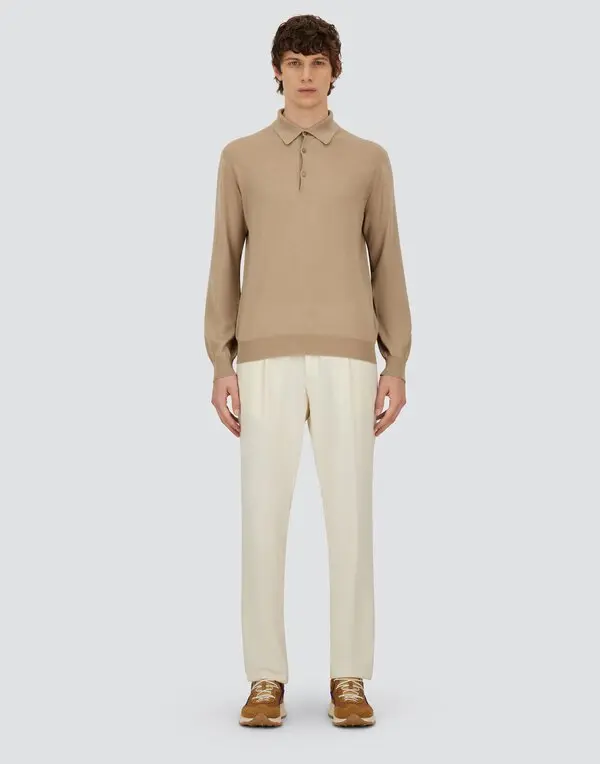 Herno Resort Trousers In Wool-blend Melange Flannel