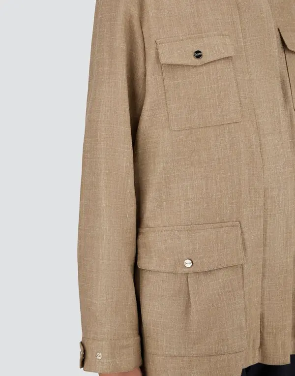 Herno Field Jacket In High-handed Wool Silk Linen