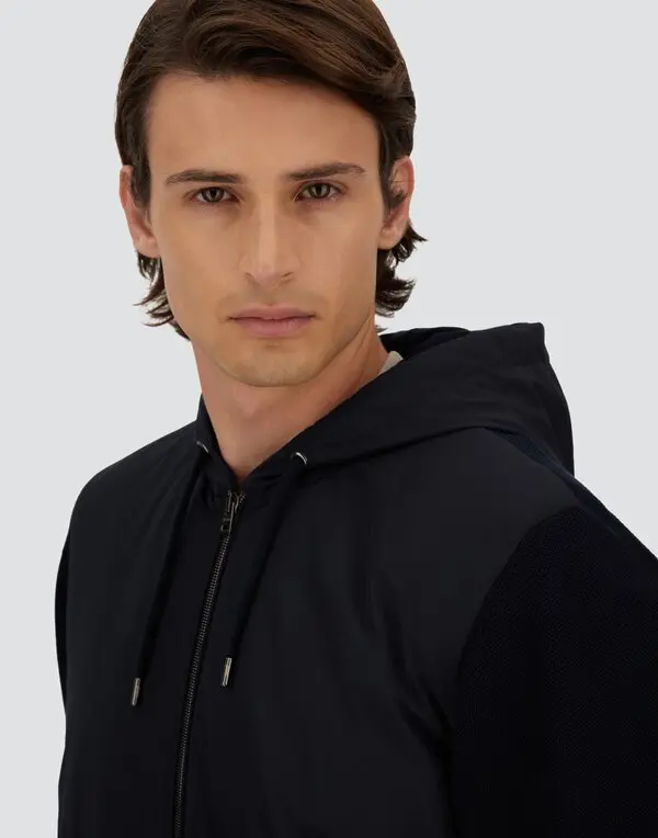 Herno Pique' Knit And Nylon Jacket - Blue