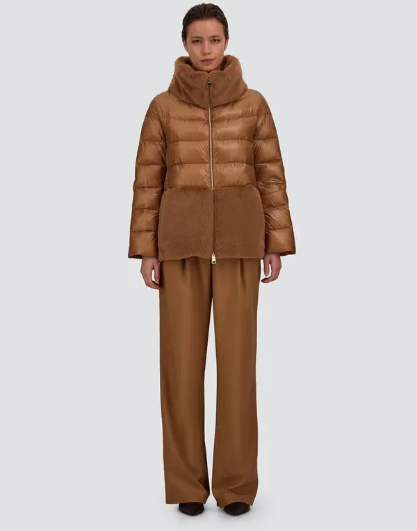 Herno Cape In Nylon Ultralight And Lady Alternative Fur