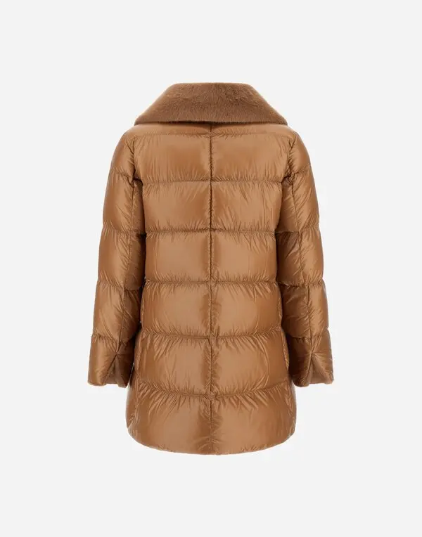 Herno A-shape Jacket In Nylon Ultralight And Lady Alternative Fur