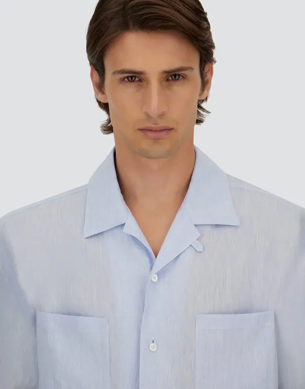 Herno Short-sleeved Shirt In Summer Linen