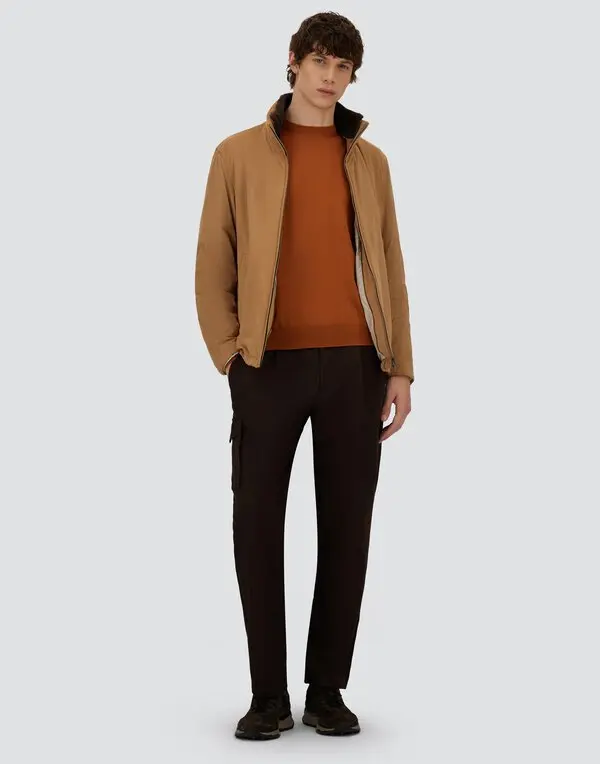 Herno Resort Bomber Jacket In Suede-effect Microfibre And Light Faux Fur