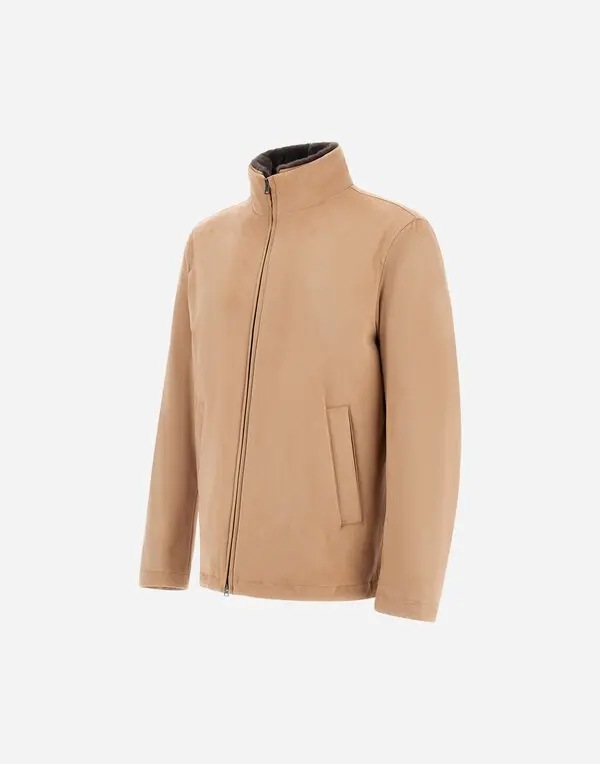 Herno Resort Bomber Jacket In Suede-effect Microfibre And Light Faux Fur
