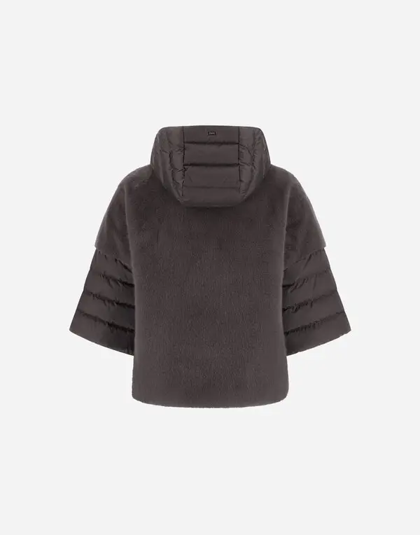 Herno Cape In Satin And Lady Alternative Fur