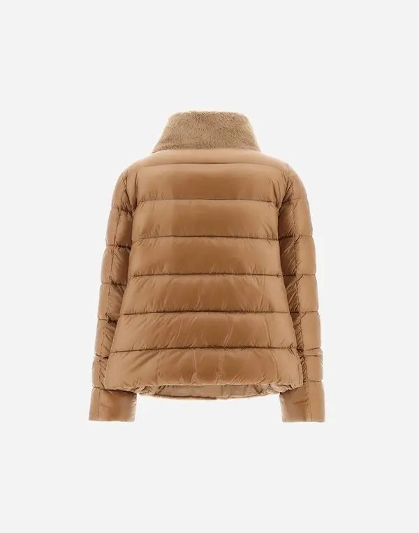 Herno Cape In Nylon Ultralight And Lady Alternative Fur
