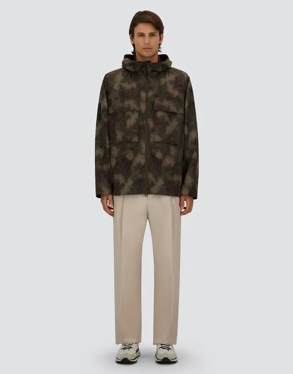 Herno Parka In Tropical Pattern Ripstop