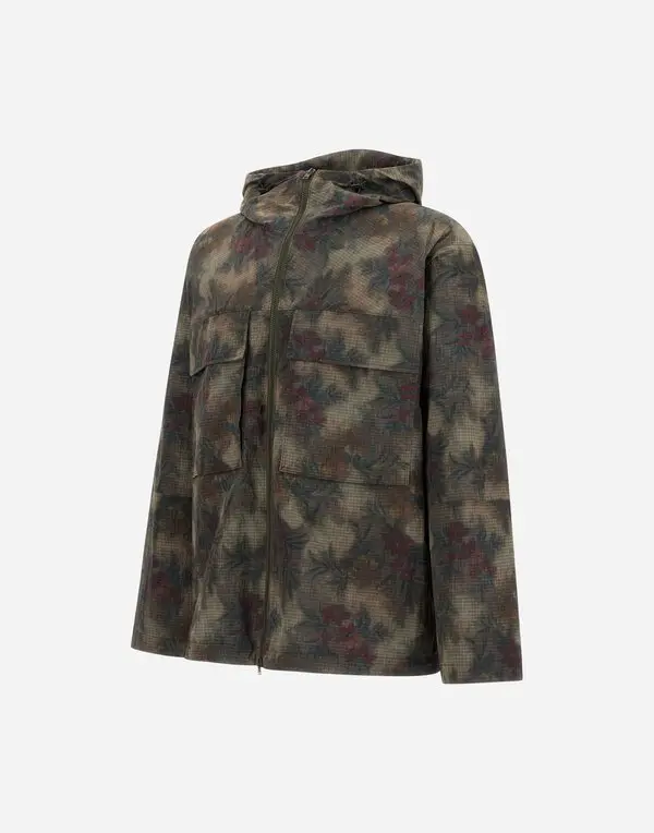 Herno Parka In Tropical Pattern Ripstop