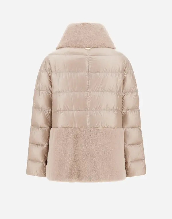 Herno Cape In Nylon Ultralight And Lady Alternative Fur