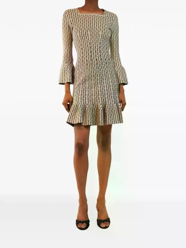 Alaïa Ruffled Long-sleeve Mini Dress - Neutrals