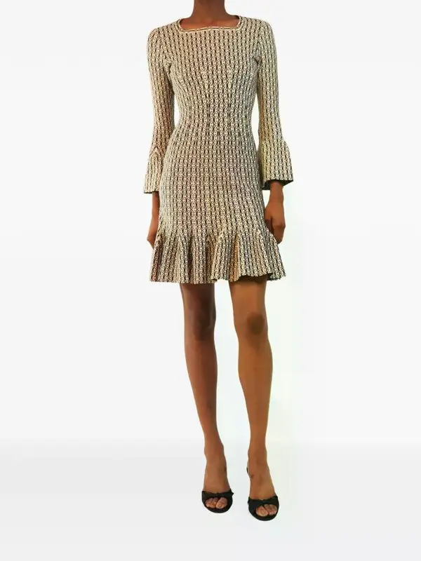 Alaïa Ruffled Long-sleeve Mini Dress
