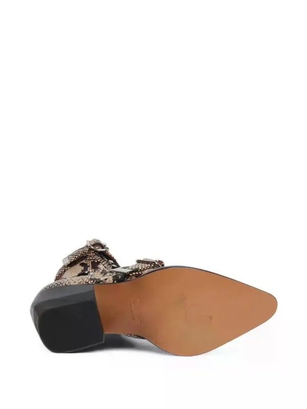 Chloé Snakeskin-effect Buckled Ankle Boots