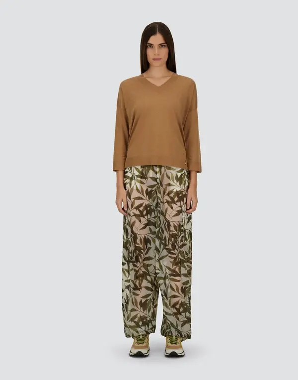 Herno Trousers In Printed Ripstop And Light Mesh