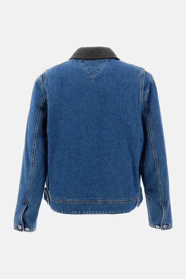 Bottega Veneta Giubbotto In Denim Imbottito Con Colletto Intrecciato