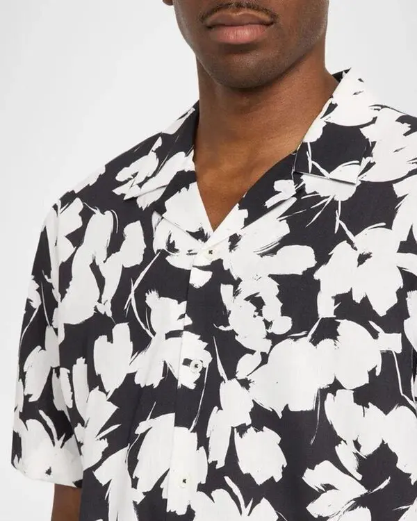 Bugatchi Apos;s Jackson Floral-print Camp Shirt - Black