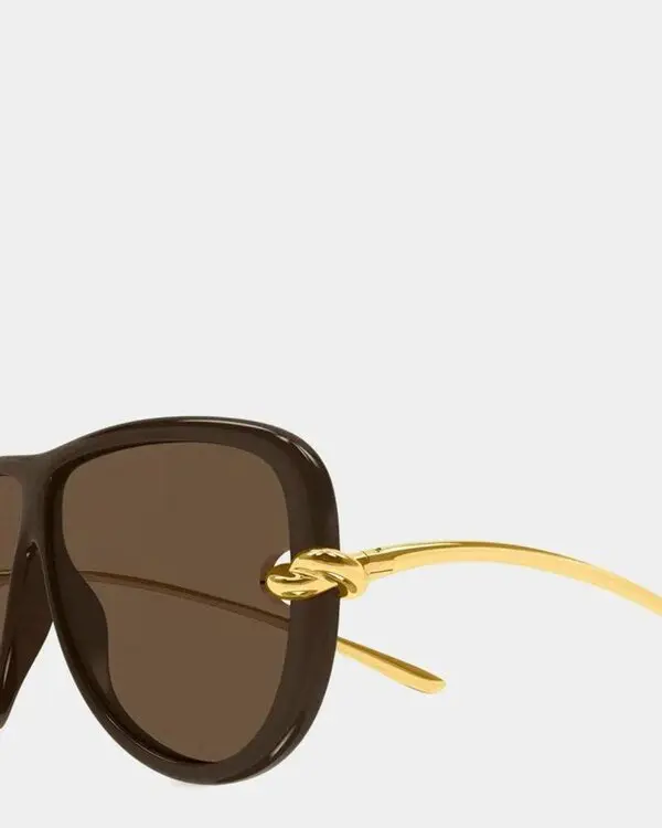 Bottega Veneta Knot 61mm Aviator Sunglasses - Brown