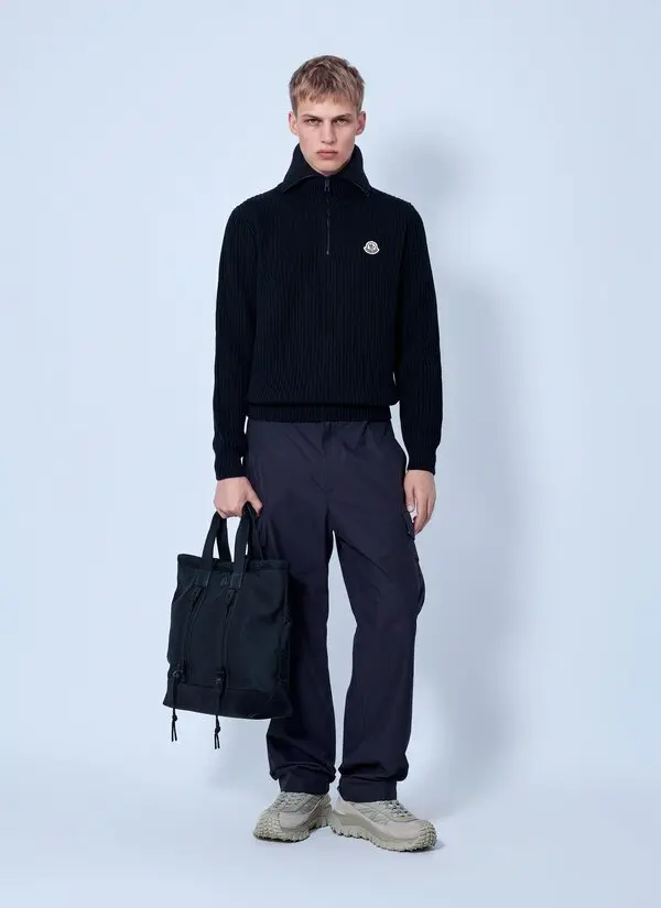 Moncler Logo Rib Wool Turtleneck