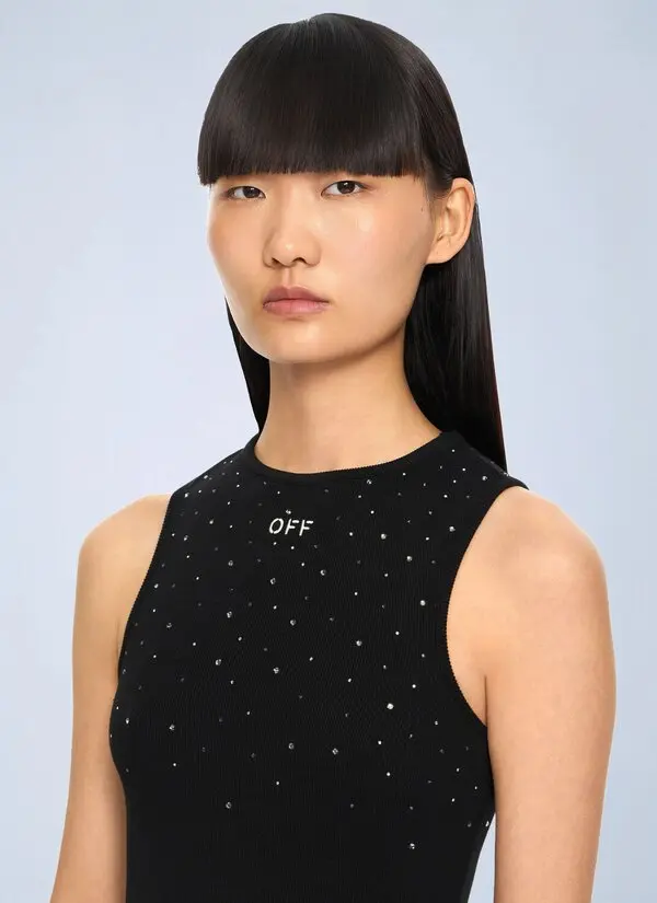 Off-White Ow X Swarovski Ribbed Rowing Dress