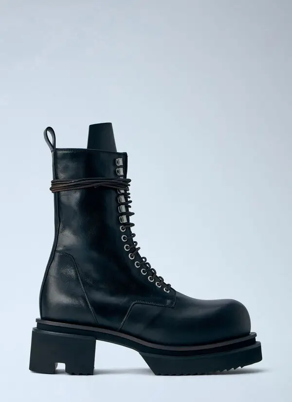 Rick Owens Bogun Lace Up Boots - Black